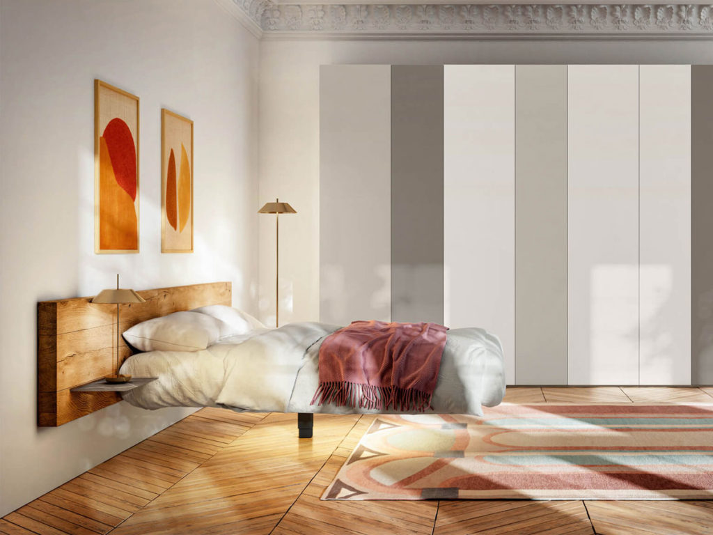 Lago Fluttua Letto - Testiera Wildwood con Mensole in Vetro Iuta - SDM ...