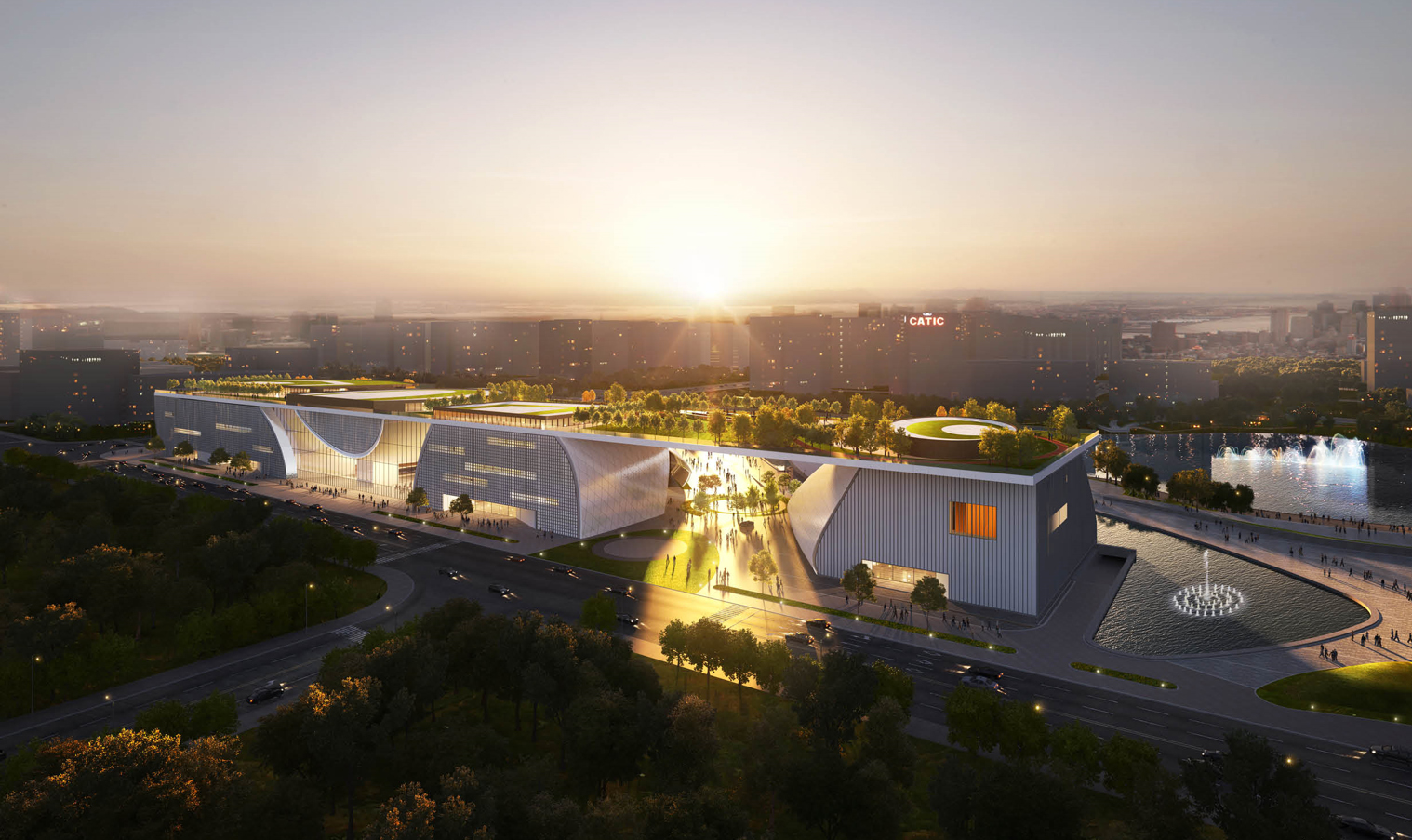 Zhengzhou Riverside Sports and Cultural Center, a system of individual ...