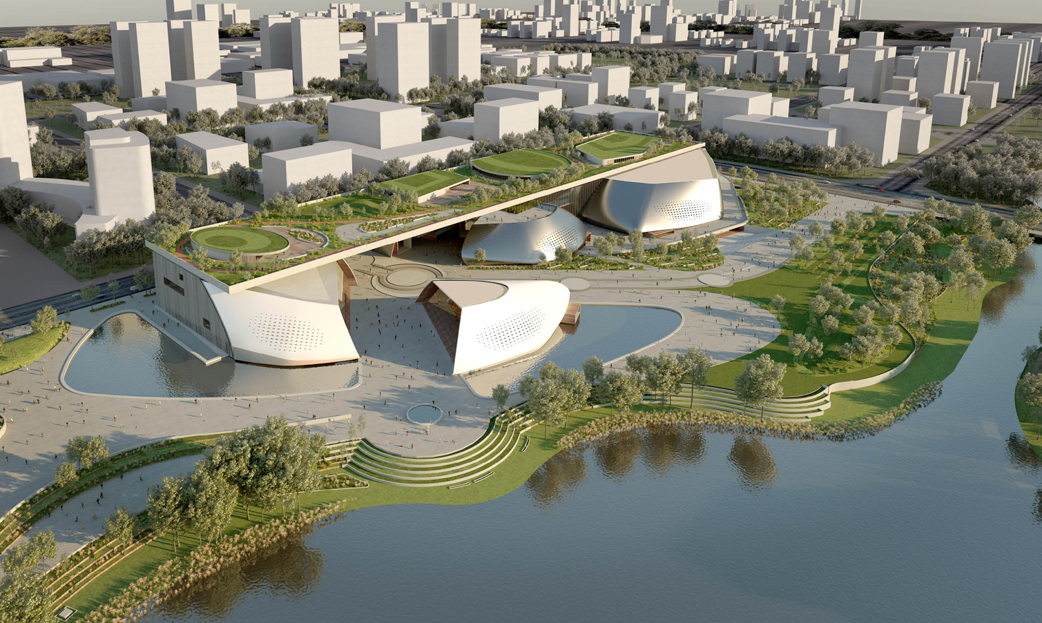 Zhengzhou Riverside Sports and Cultural Center, un sistema di edifici ...